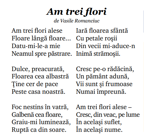 Poezia „Am trei flori” de Vasile Romanciuc - KIDIBOT - Bătăliile ...